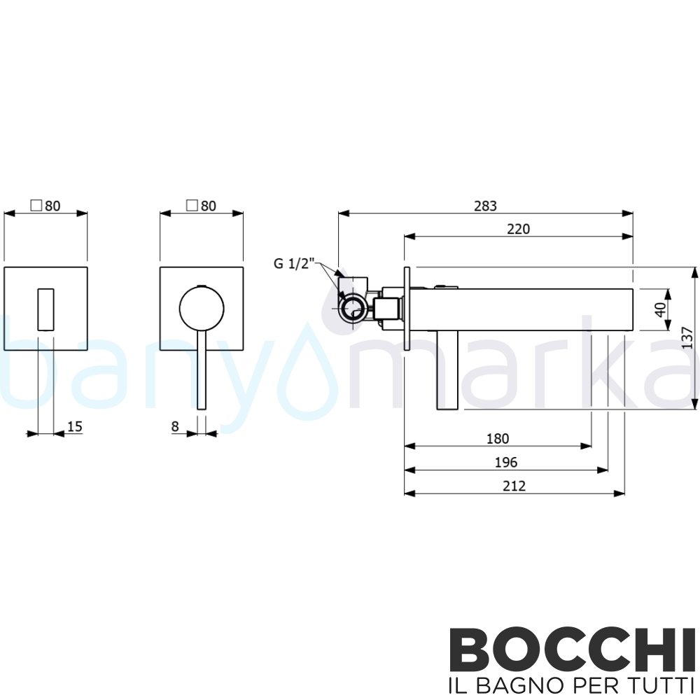 Bocchi Cube Duvardan Ankastre Lavabo Bataryası