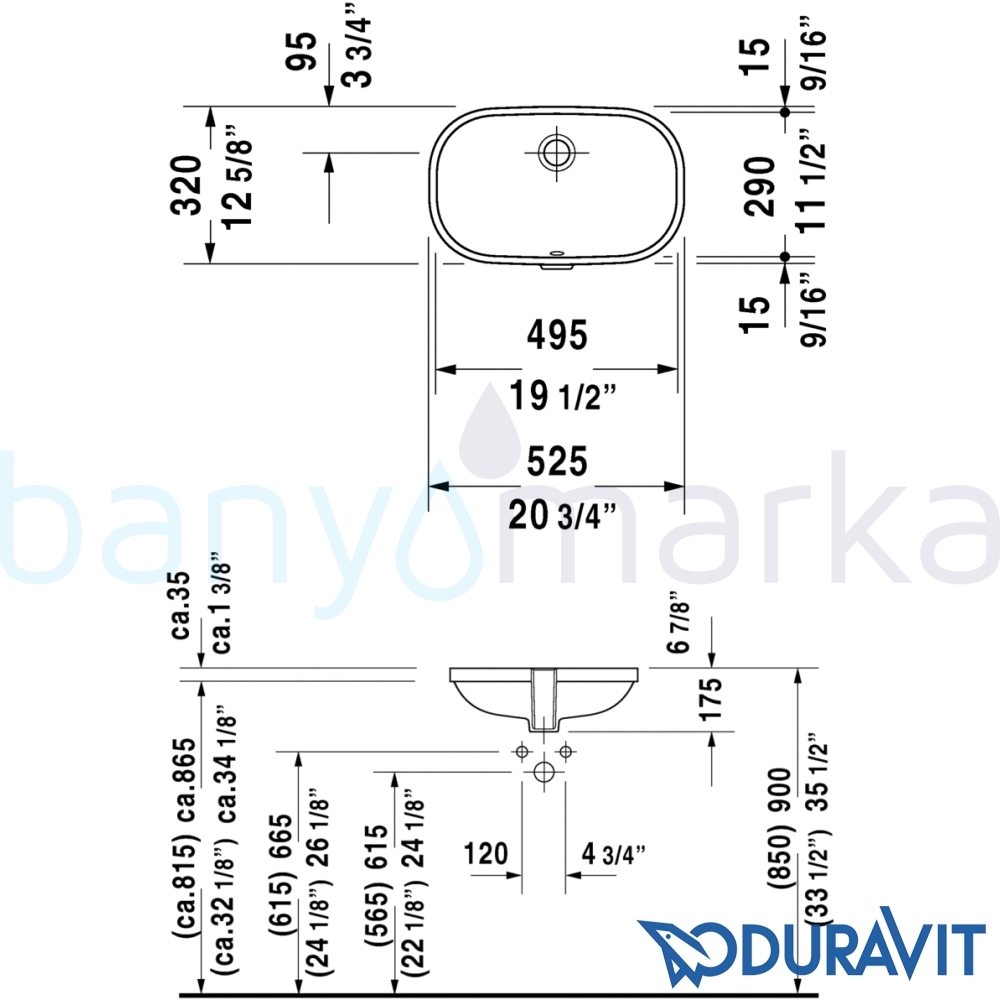 Duravit D-Code Tezgah Altı Lavabo, 50 cm