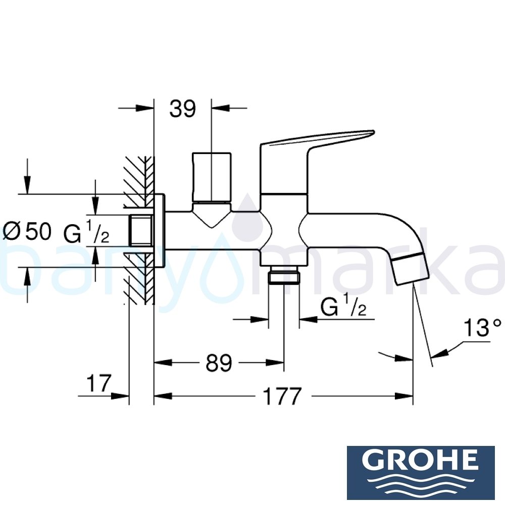 Grohe BauEdge El Duşu Çıkışlı Musluk