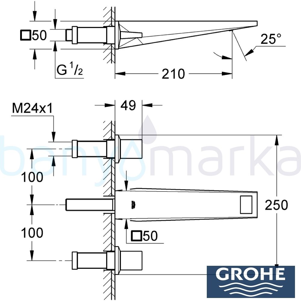 Grohe Allure Duvardan Ankastre Lavabo Bataryası 20348000
