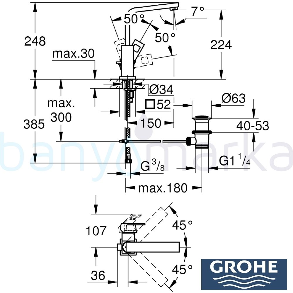 Grohe Eurocube Yüksek Lavabo Bataryası 23135000