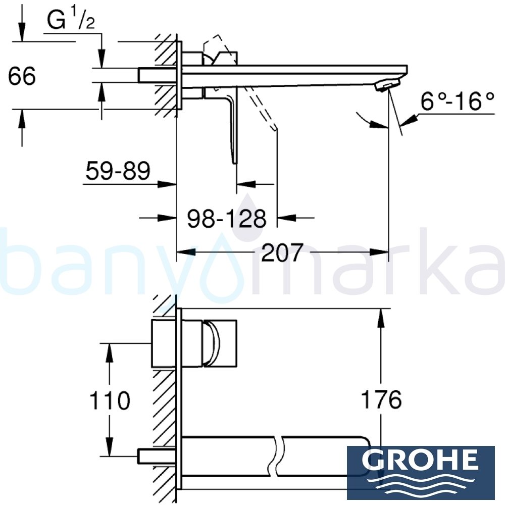 Grohe Lineare Duvardan Ankastre Lavabo Bataryası 23444001