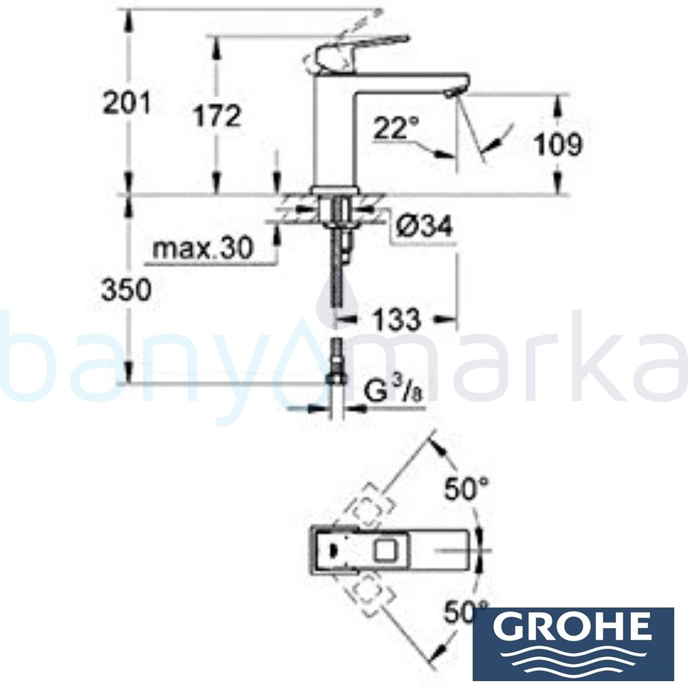 Grohe Eurocube Sifon Kumandalı Lavabo Bataryası 23445000