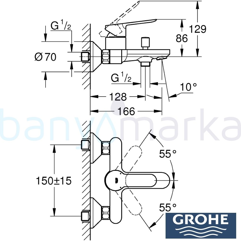 Grohe Bauedge Banyo Bataryası 23605000