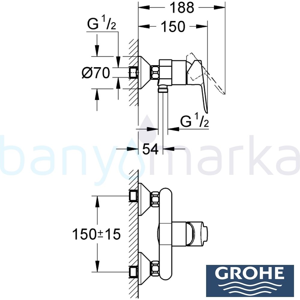 Grohe BauEdge Duş Bataryası - 23636000