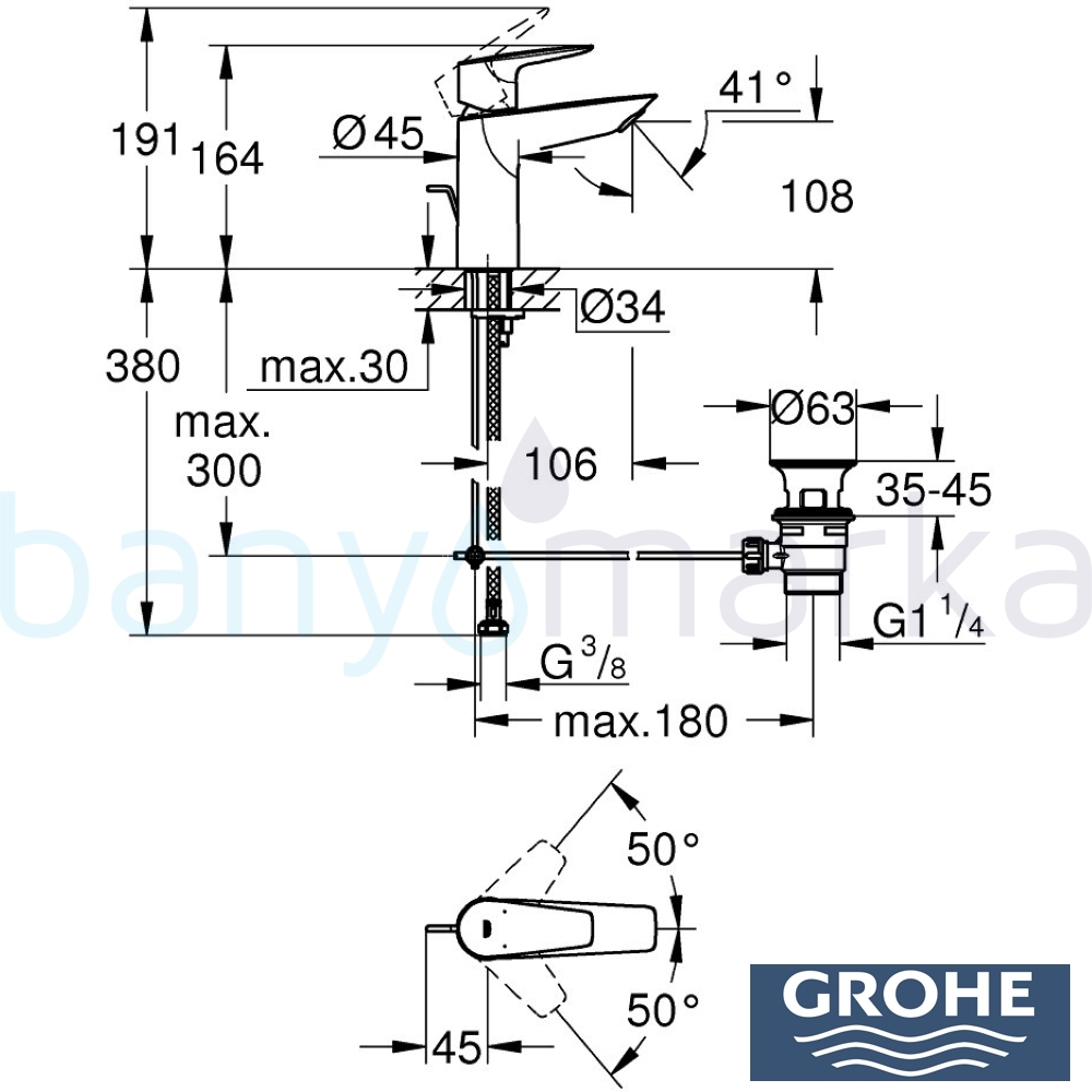 Grohe BauEdge Standart Lavabo Bataryası 23758001