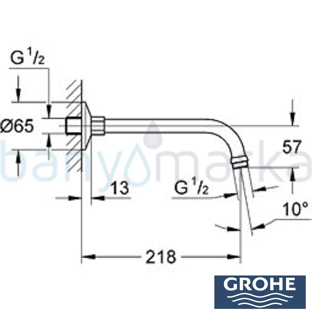 Grohe Relexa Duş Başlığı Dirseği, 218 mm