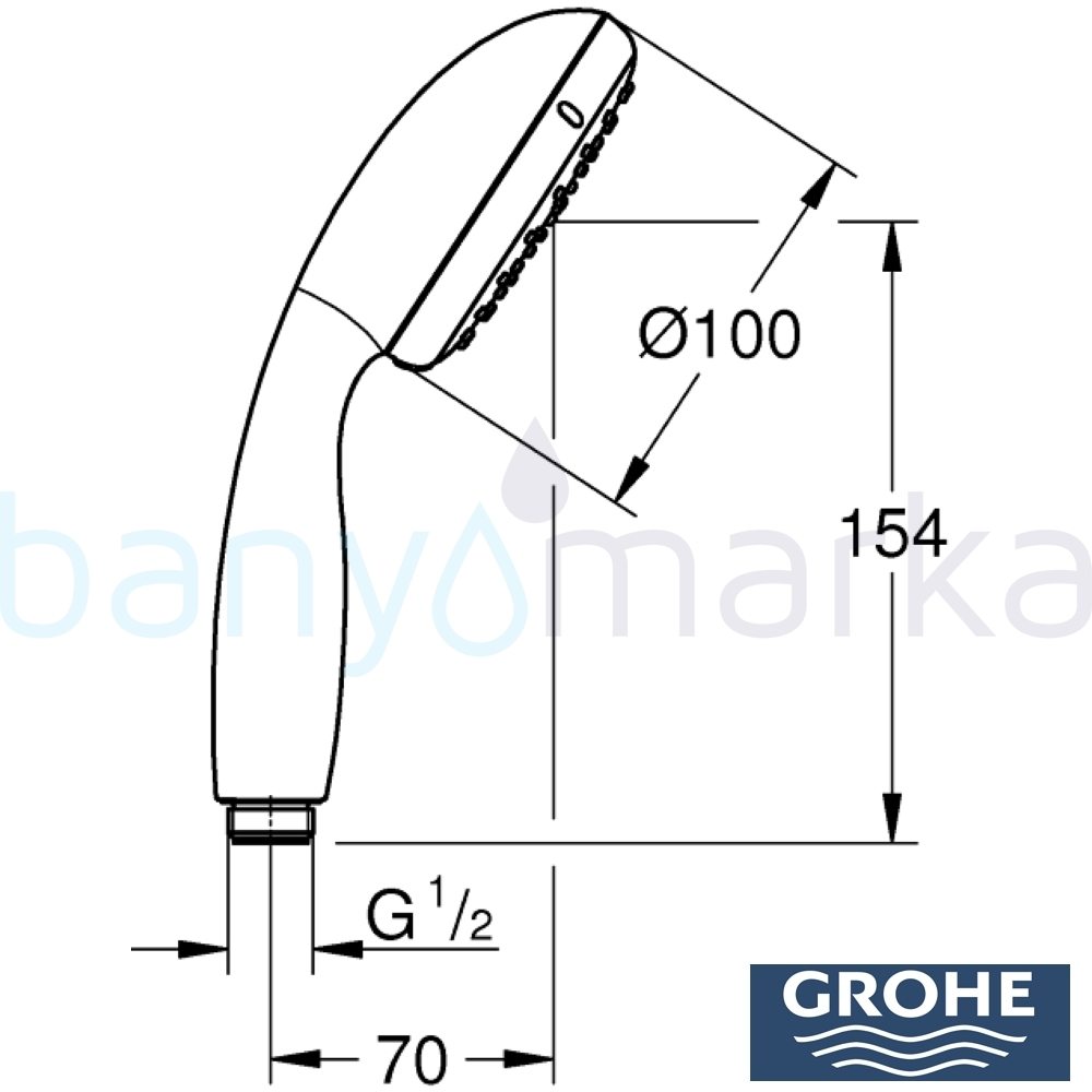 Grohe Tempesta 100 El Duşu, 1 Akışlı
