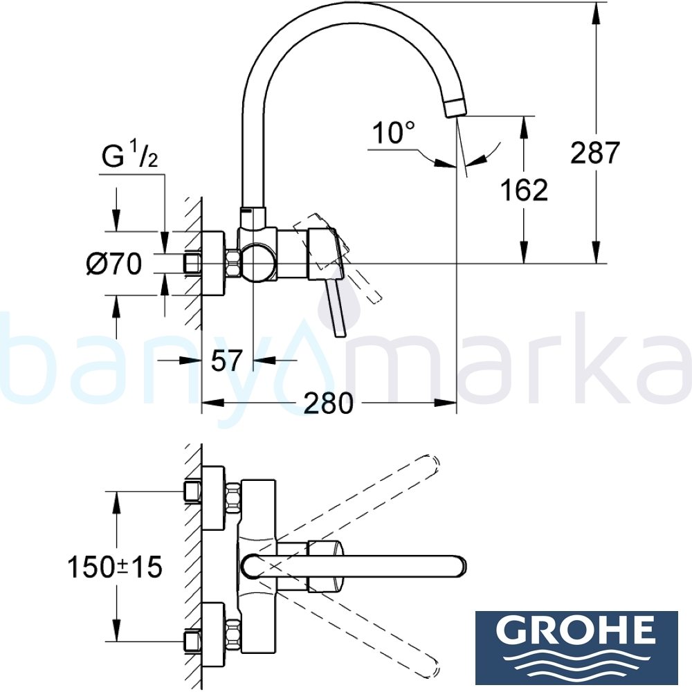 Grohe Concetto Duvardan Eviye Bataryası