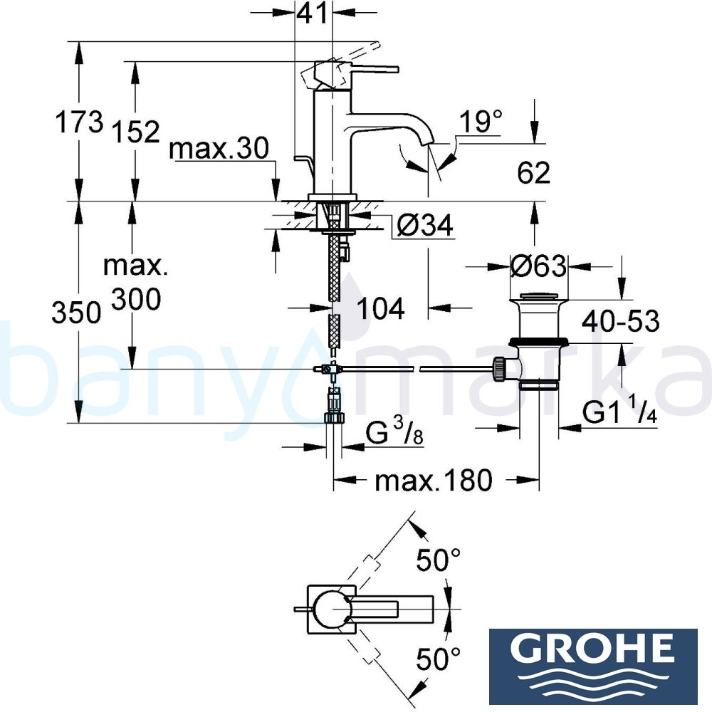 Grohe Allure Sifon Kumandalı Lavabo Bataryası