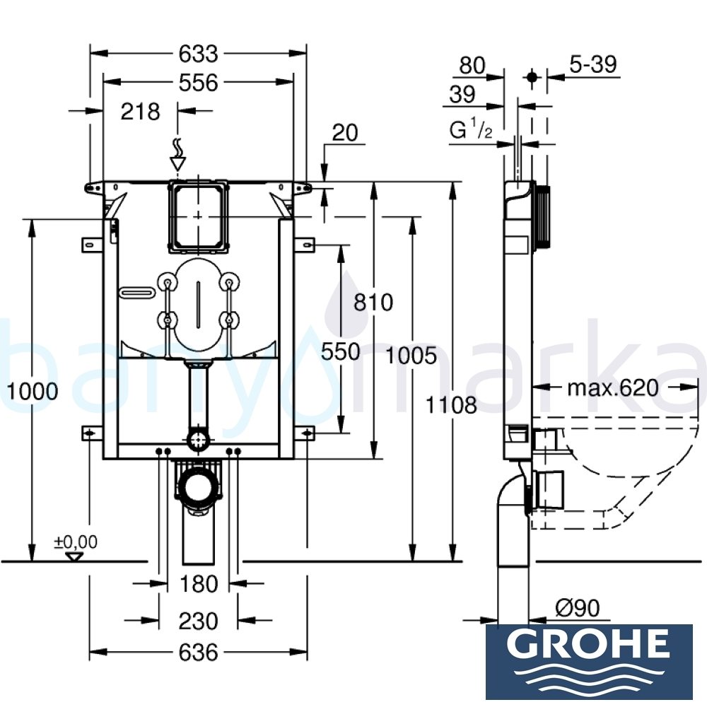 Grohe Uniset Gömme Rezervuar, İnce - 38729000