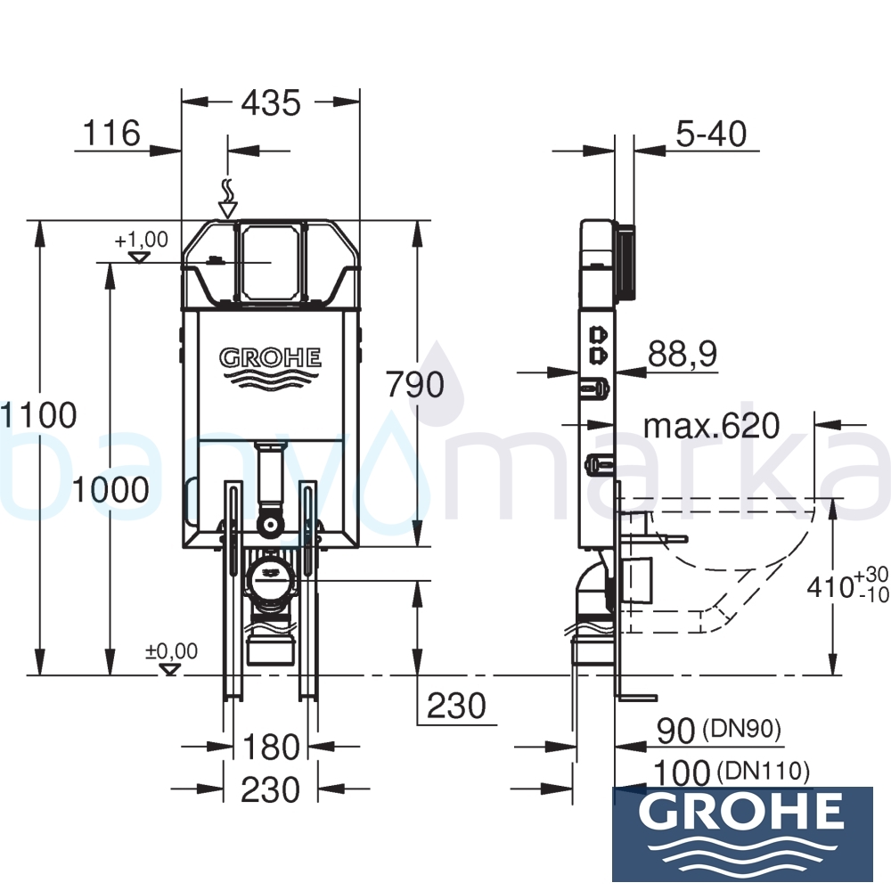 Grohe Uniset Gömme Rezervuar, İnce (Ayak Seti Dahil)