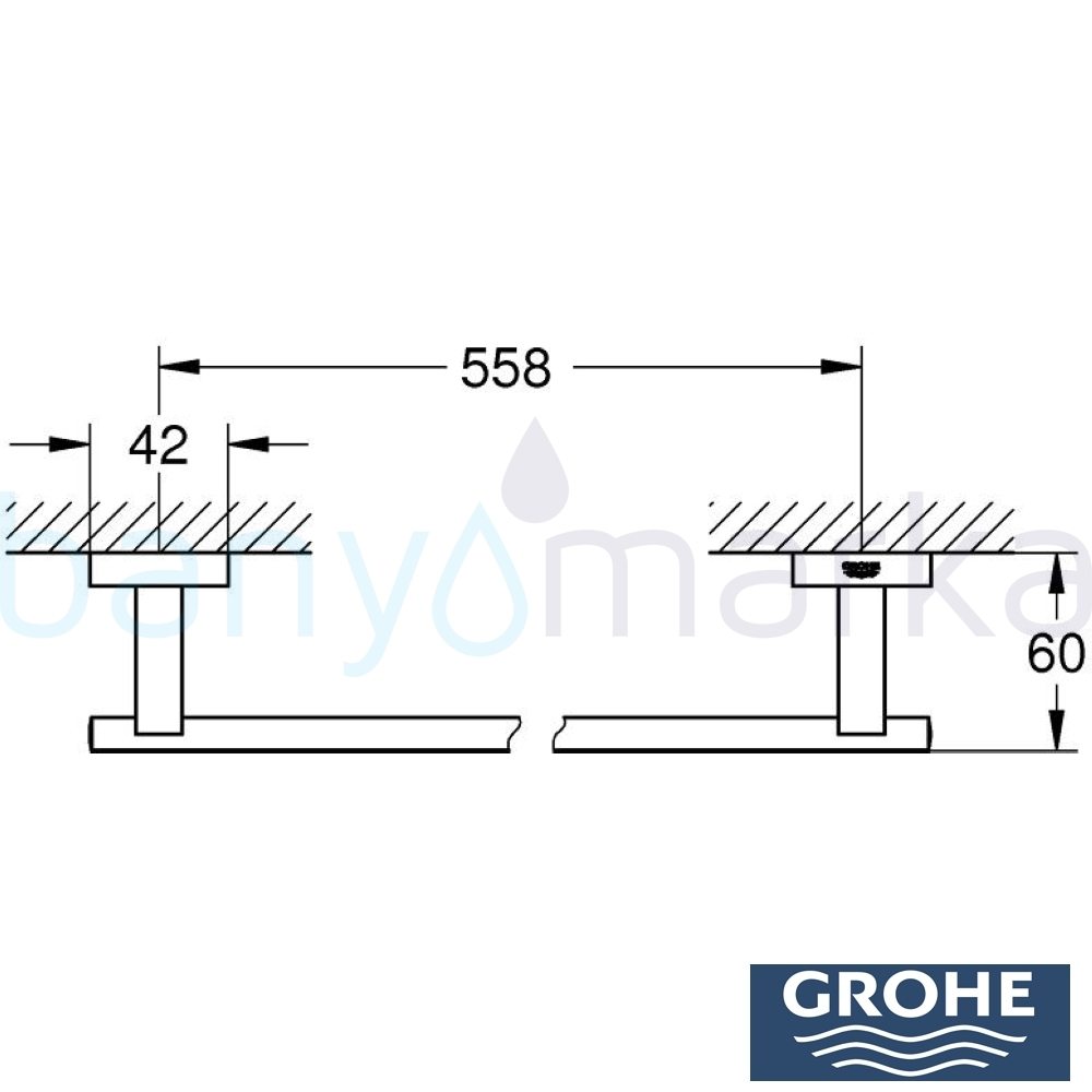 Grohe Essentials Cube Uzun Havluluk