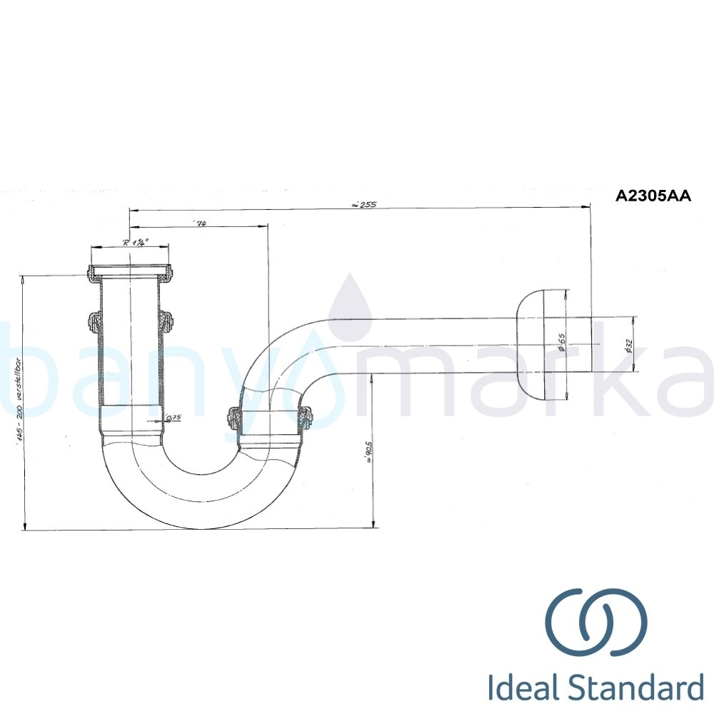 Ideal Standard U Tipi Lavabo Sifonu, Metal
