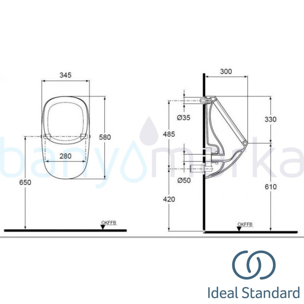 Ideal Standard Connect Pisuvar (Arkadan Girişli)