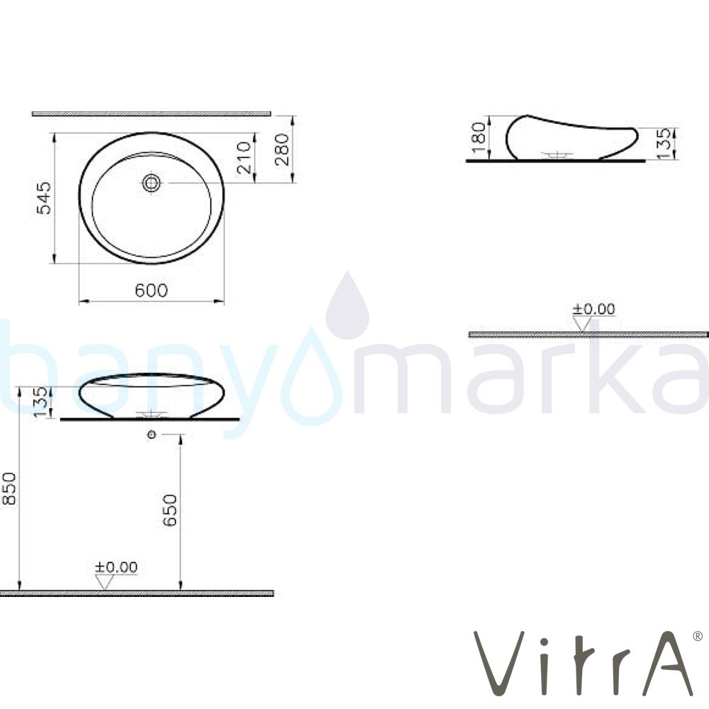 Vitra İstanbul Çanak Lavabo, 60 cm, Vitra Clean