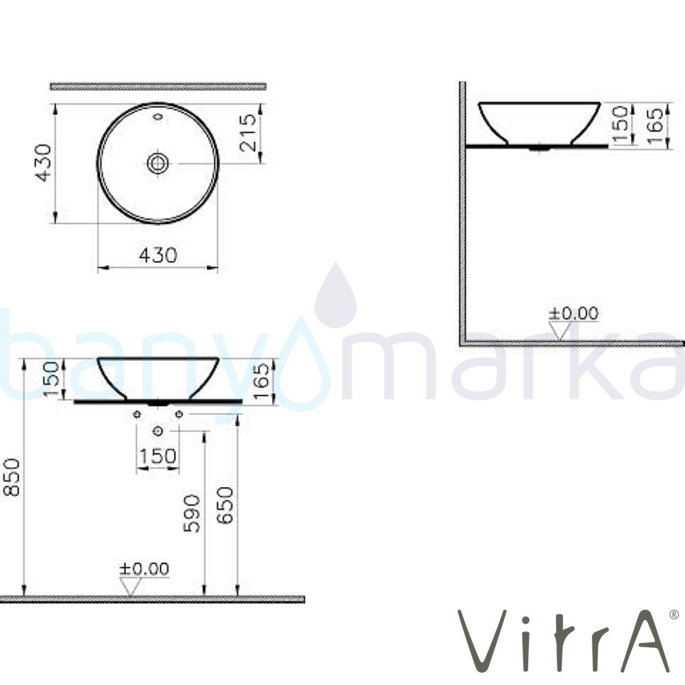 Vitra Options Çanak Lavabo, 43 cm - 4324B003-0012