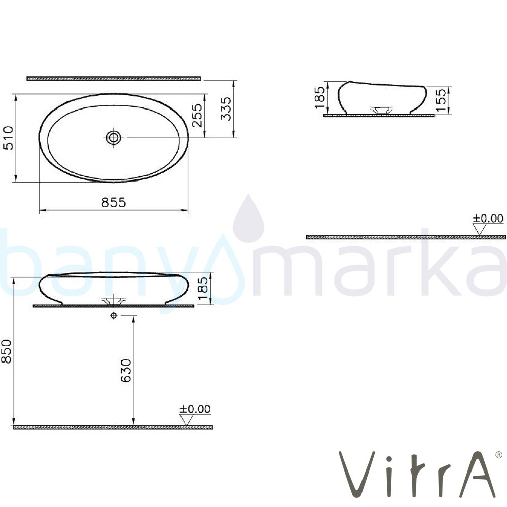 Vitra İstanbul Oval Çanak Lavabo, 85 cm, Vitra Clean