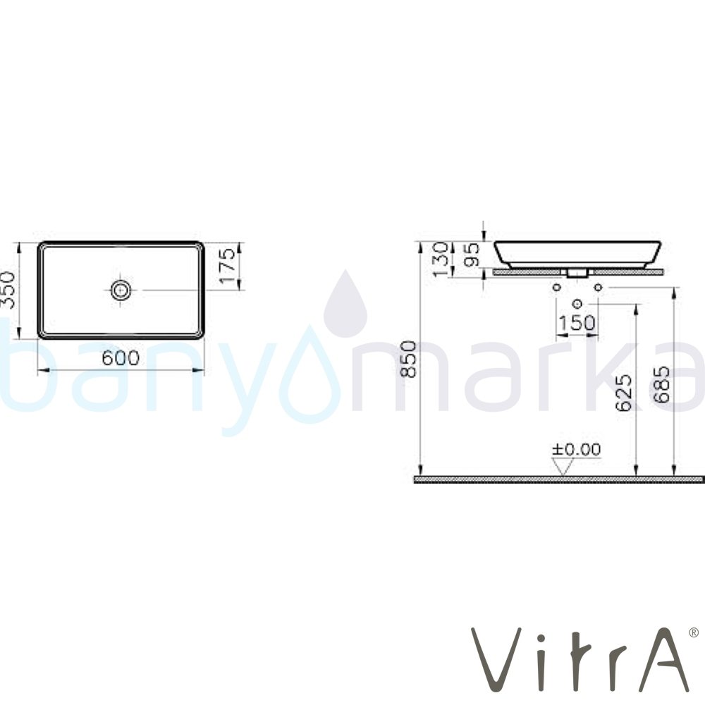 Vitra T4 Çanak Lavabo, 60 cm 4461B003-0016