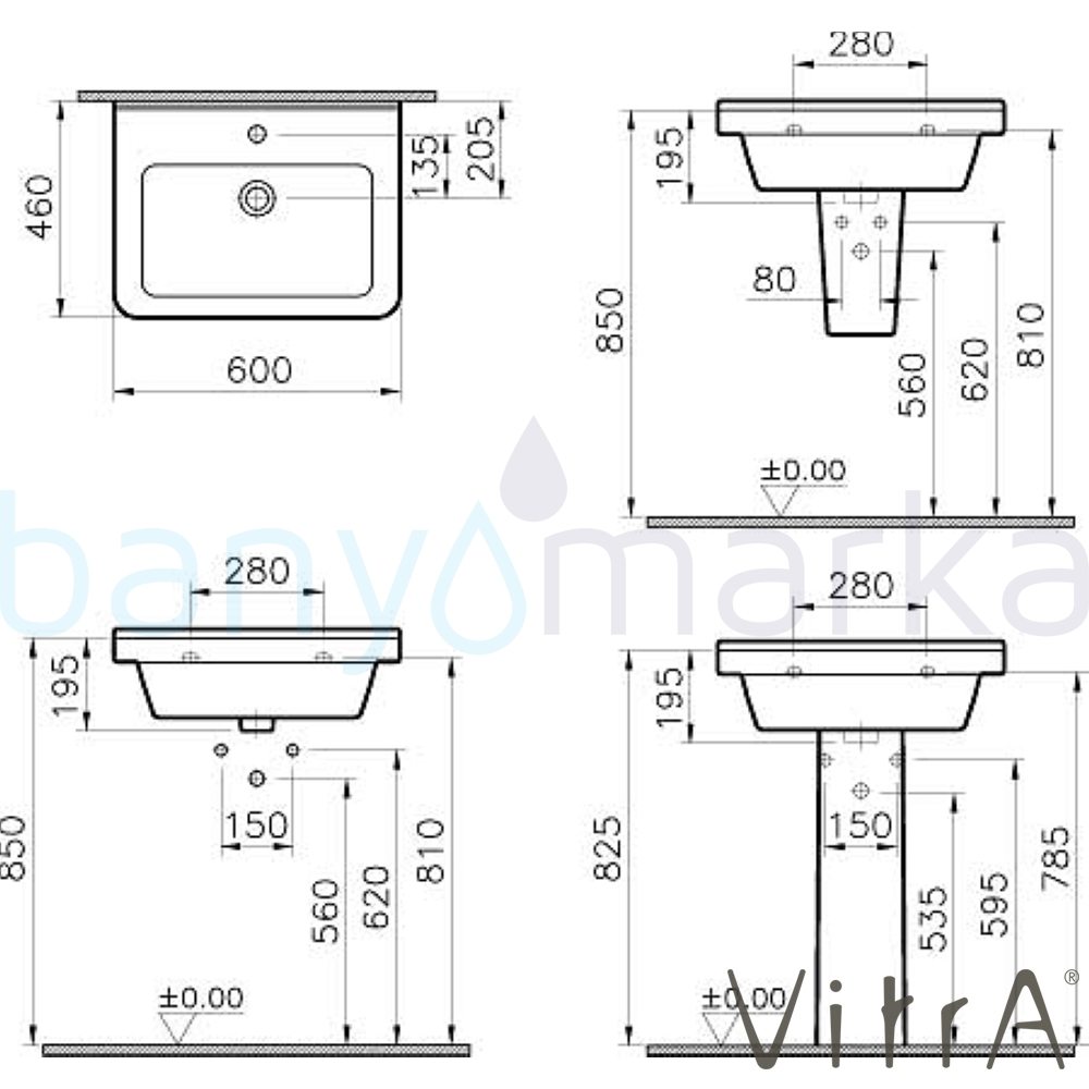 Vitra S50 Lavabo, 60 cm - 5310L003-0001