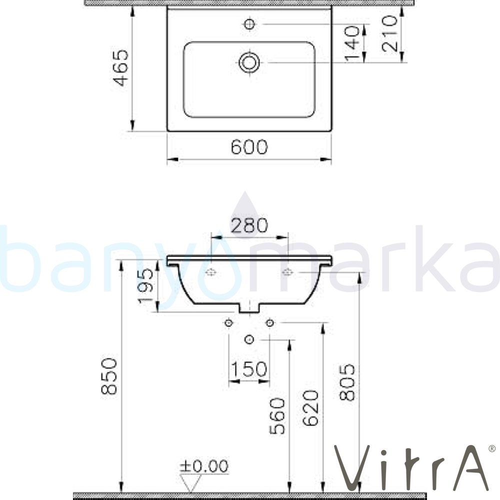 Vitra S50 Etajerli Lavabo, 60 cm - 5407B003-0001