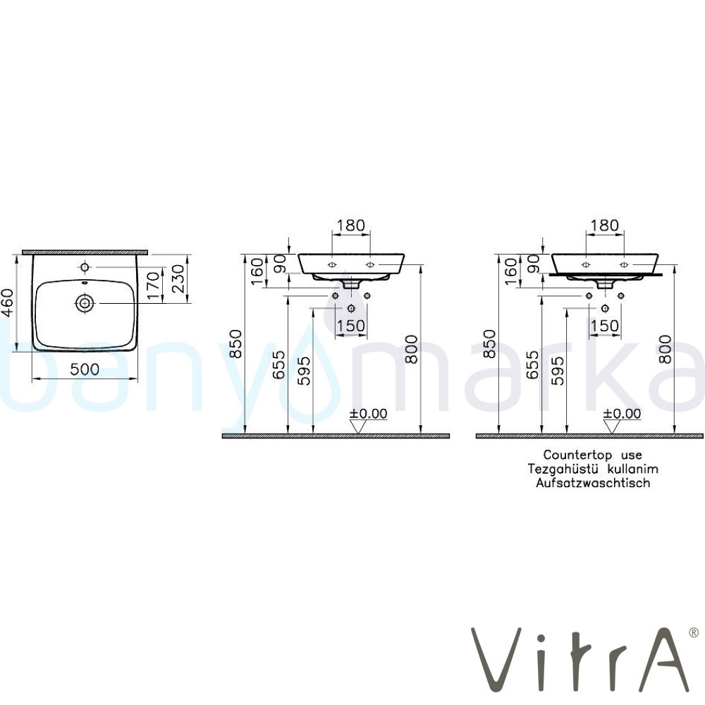 Vitra Metropole Lavabo, 50 cm - 5661B003-0001