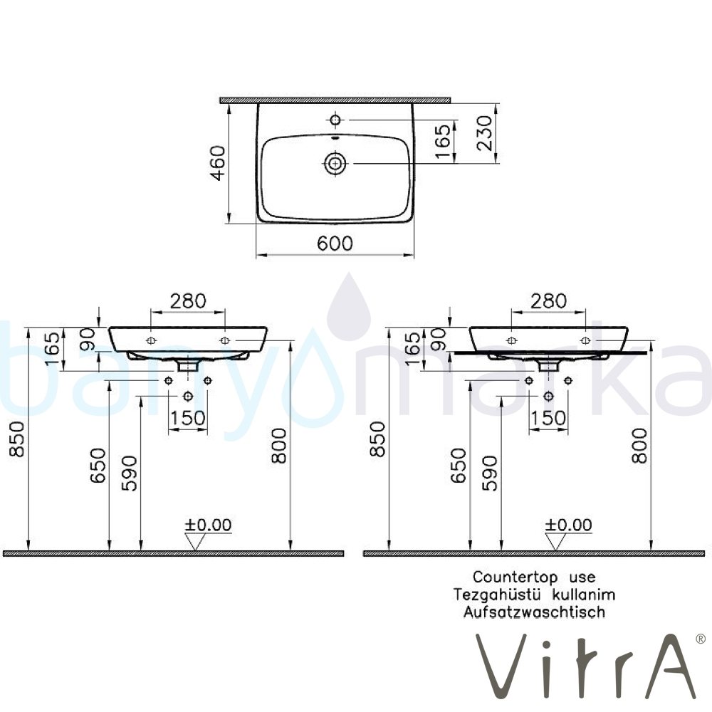 Vitra Metropole Lavabo, 60 cm - 5662B003-0001