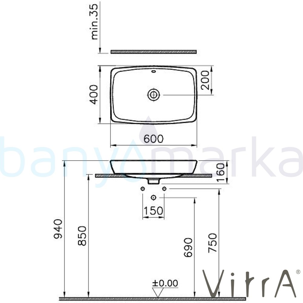 Vitra Metropole Çanak Lavabo, 60 cm