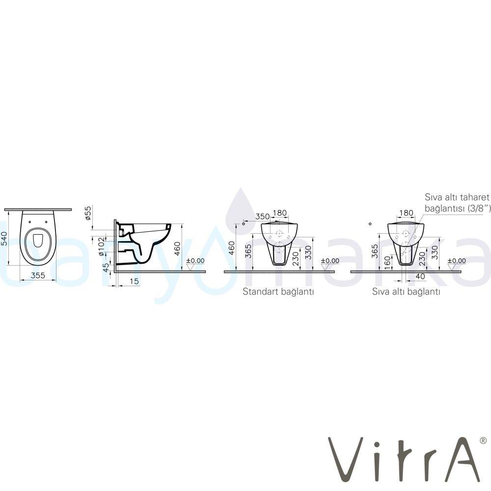 Vitra Conforma Bedensel Engelli Asma Klozet, 54 cm