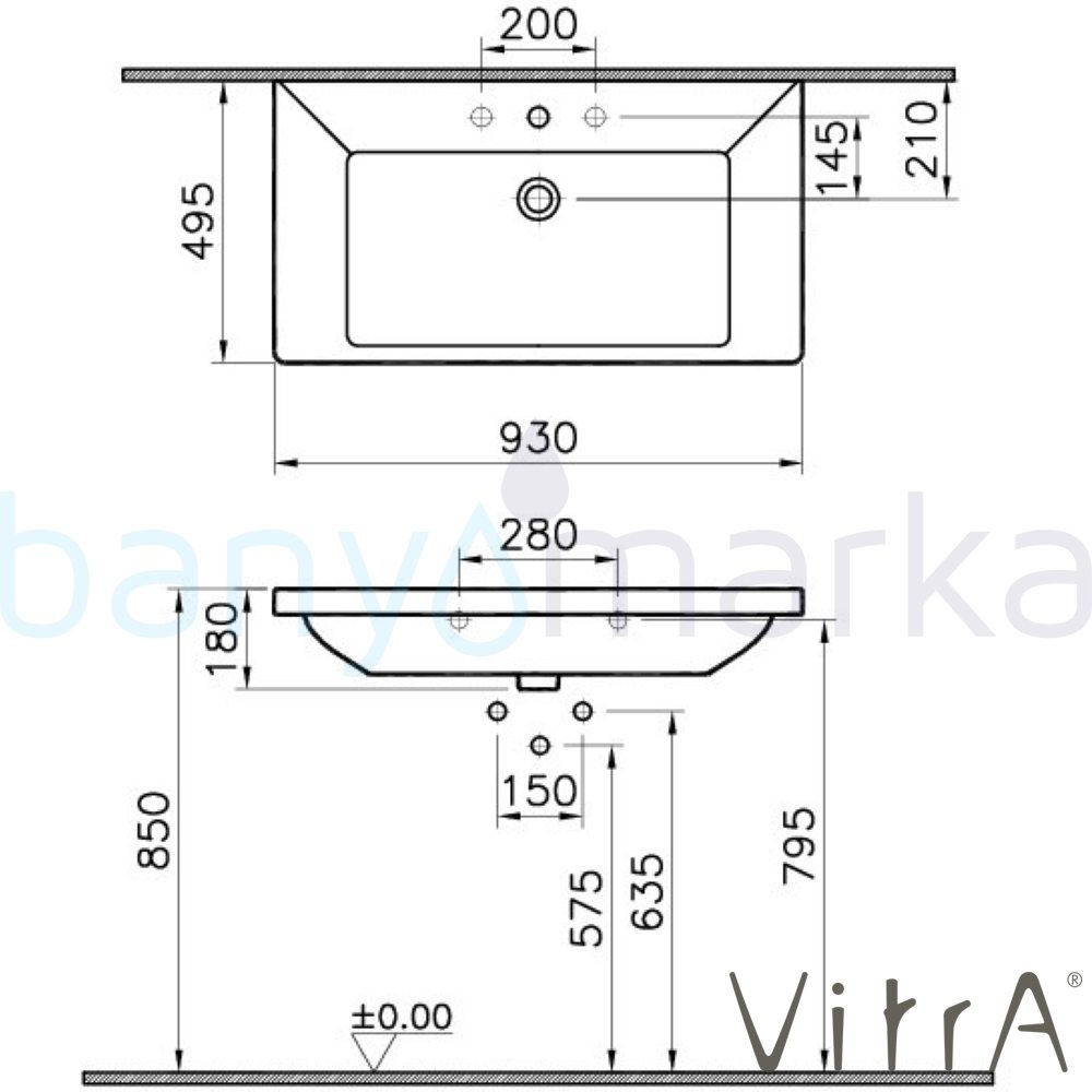 Vitra System-Infinit Etajerli Lavabo, 90 cm
