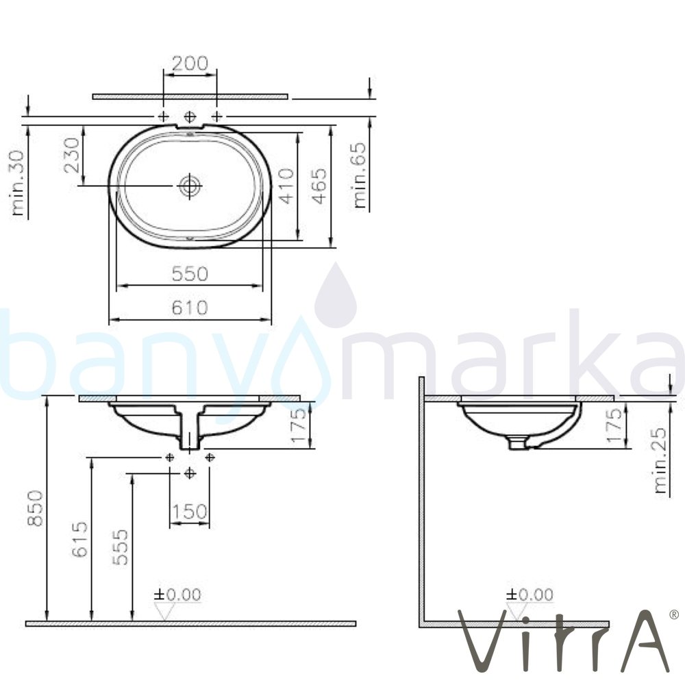 Vitra Metropole Tezgah Altı Lavabo 7011B003-5301
