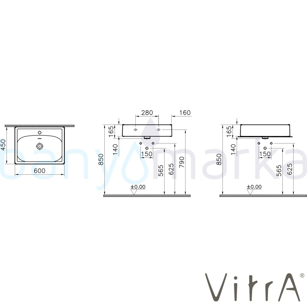 Vitra Equal Lavabo, 60 cm - 7241B403-0001