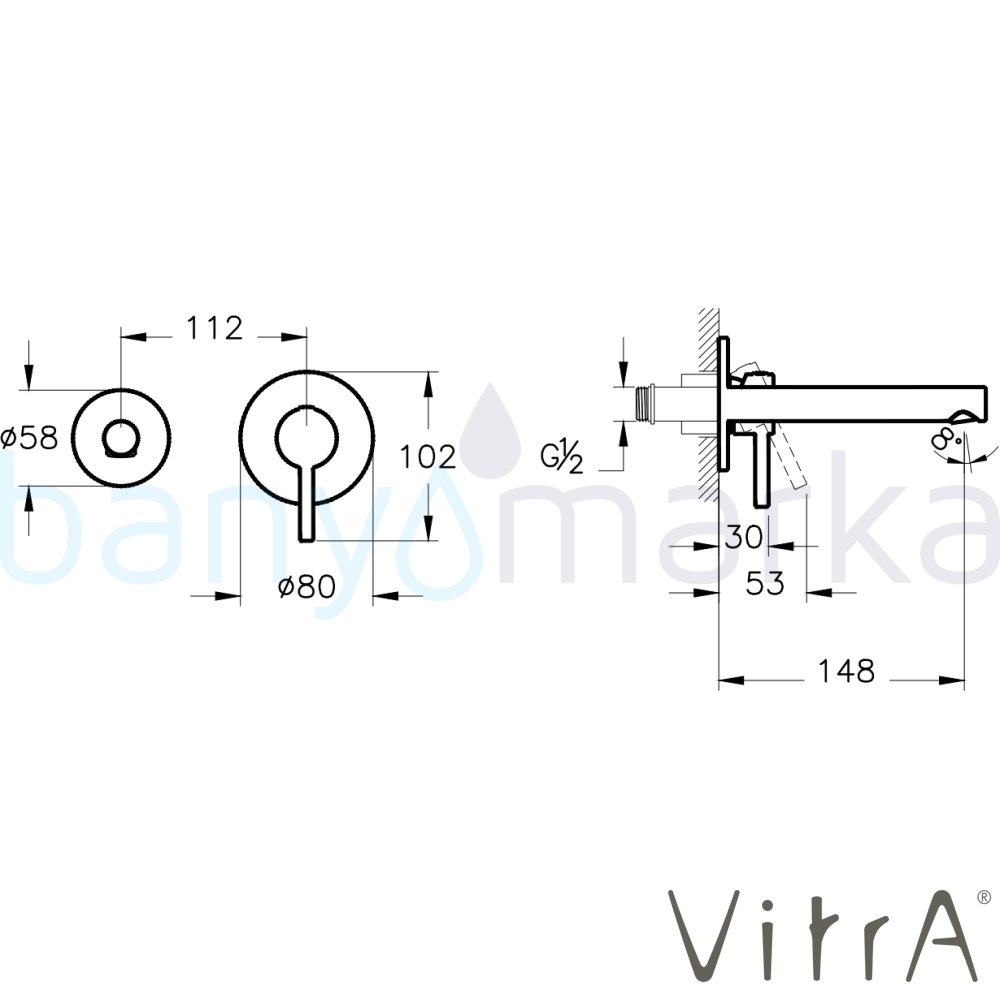 Vitra Origin Duvardan Ankastre Lavabo Bataryası A4258136