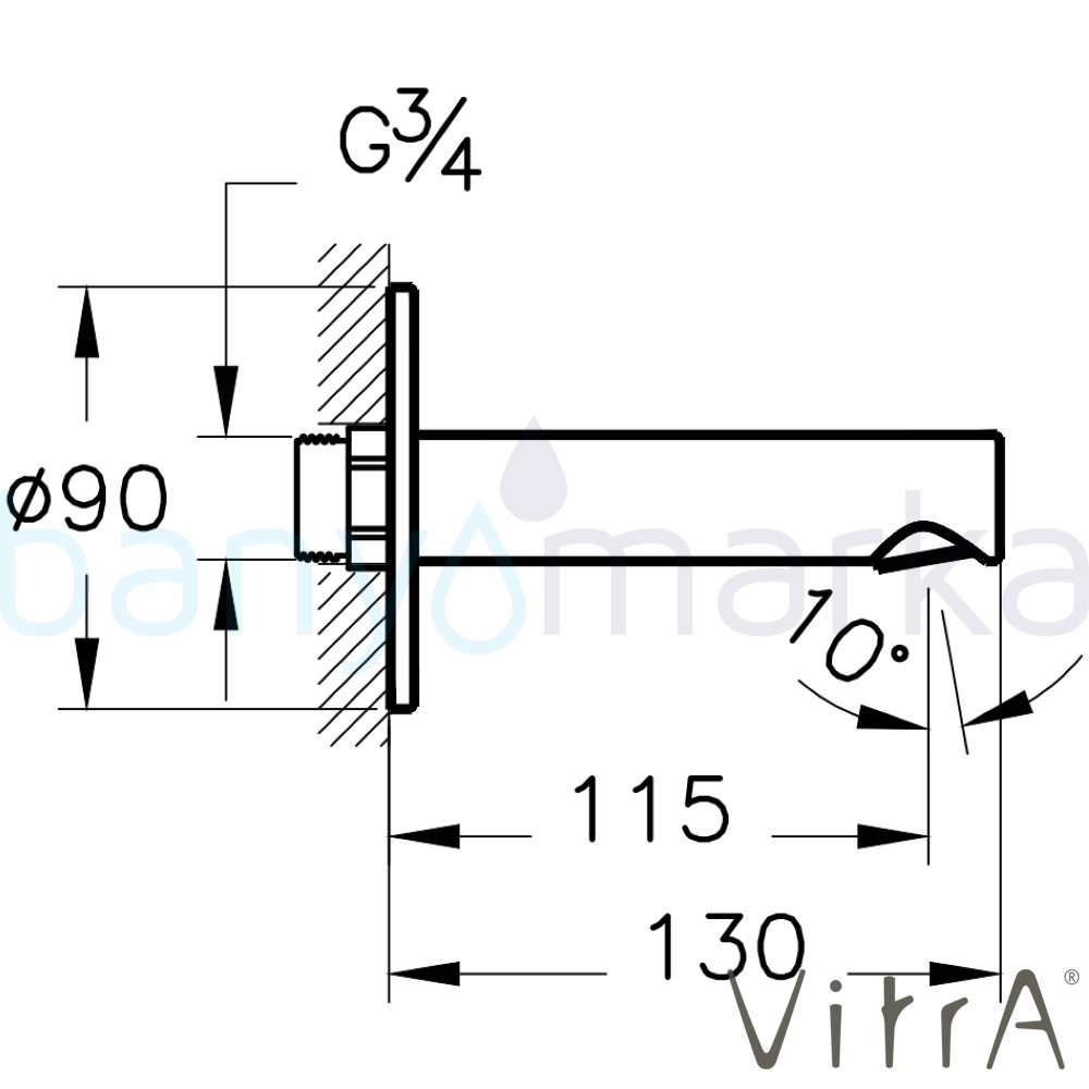 Vitra Origin Çıkış Ucu, Fırçalı Nikel