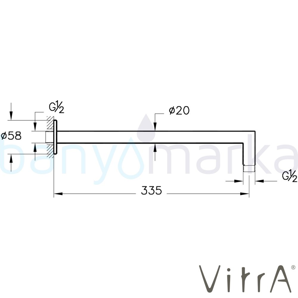Vitra Origin Duvardan 90 Derece Açılı Dirsek