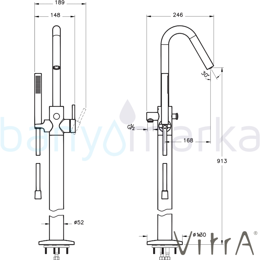 Vitra Origin Küvet Bataryası A4268136