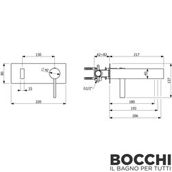 BOCCHI Cube Duvardan Ankastre Lavabo Bataryası