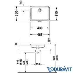 Duravit Vero Tezgah Altı Lavabo, 43 cm