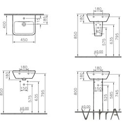 Vitra Integra Kare Lavabo, 45 cm - 7047L003-0001