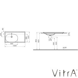Vitra Equal Asimetrik Etajerli Lavabo, 100 cm