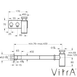 Vitra Origin Lavabo Sifonu, Asimetrik Rozet